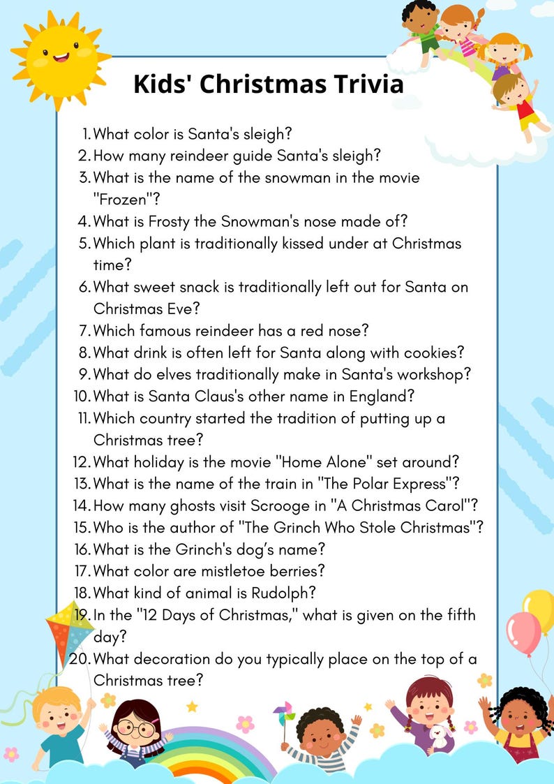 Holiday Family Trivia Book Printable Christmas Game Digital Holiday ...