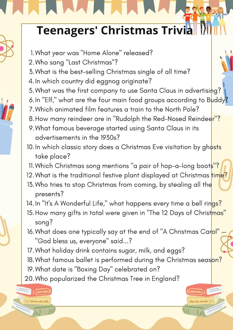 Holiday Family Trivia Book Printable Christmas Game Digital Holiday ...
