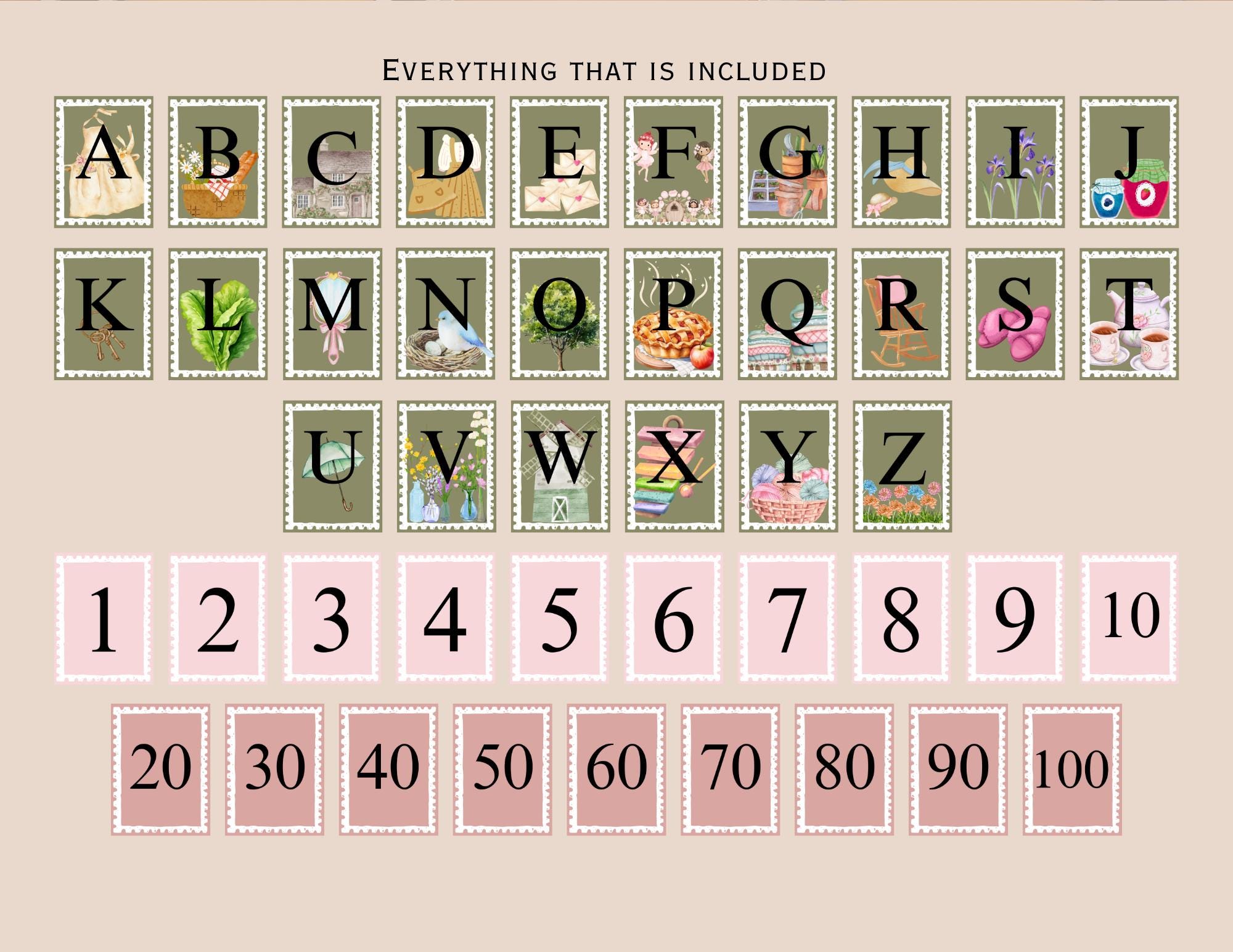Vintage Alphabet & Number Poster Bundle | Shabby Chic Classroom Decor ...