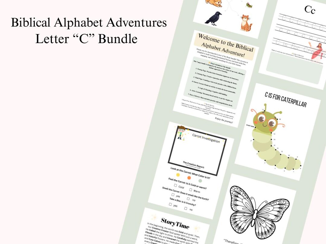 Biblical Alphabet Adventure Letter C - Preschool Busy Book Bundle - Etsy