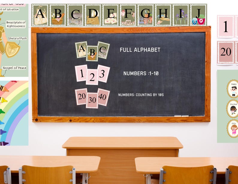 Vintage Alphabet & Number Poster Bundle | Shabby Chic Classroom Decor ...
