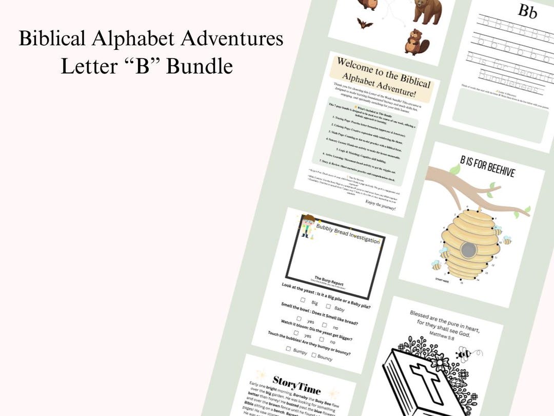 Biblical Alphabet Adventure Letter B - Preschool Busy Book Bundle - Etsy