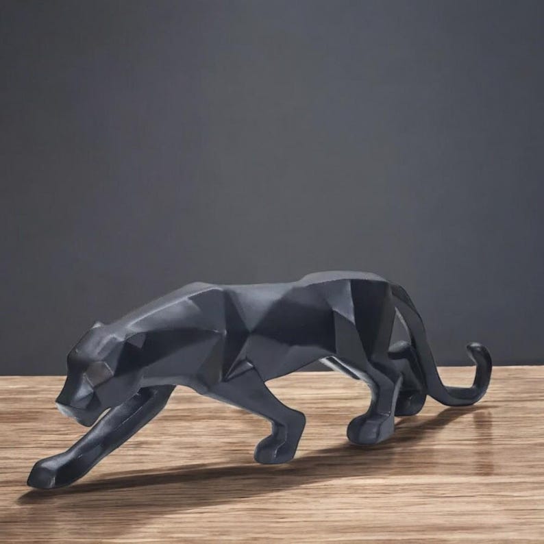 Panther Statue Animal Figurine Abstract Geometric Leopard Sculpture ...