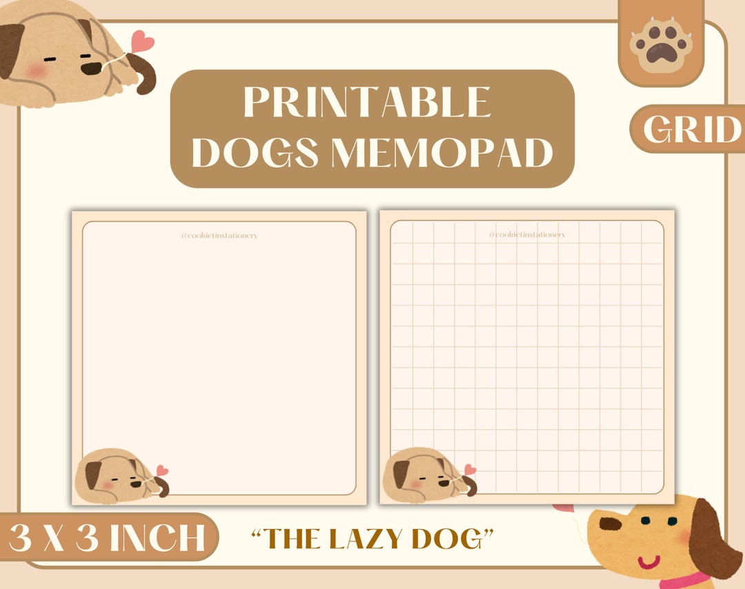 DIGITAL| Printable "the Lazy Dog" Notepad! Inspirational, Motivational, Reminding Memopad. Help ...