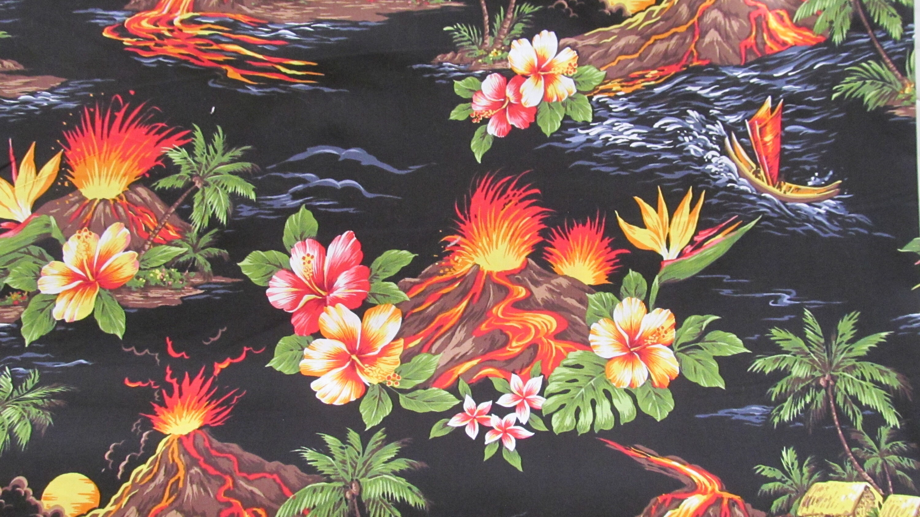Marianne of Maui Hawaiian Quilting Fabric Volcano Flowing Through ...