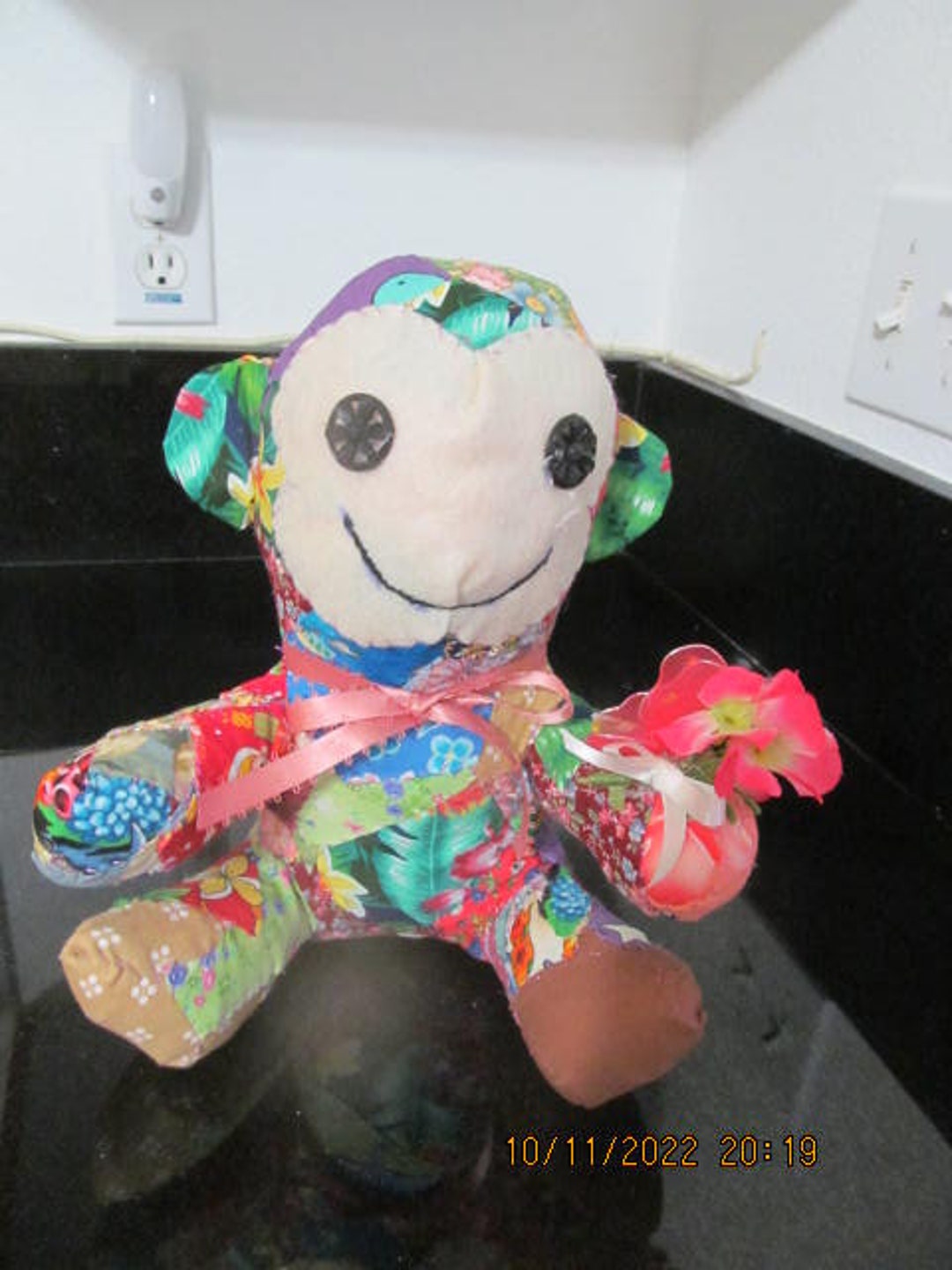 Marianne of Maui Crazy Quilted Monkey With Butterfly Posie - Etsy