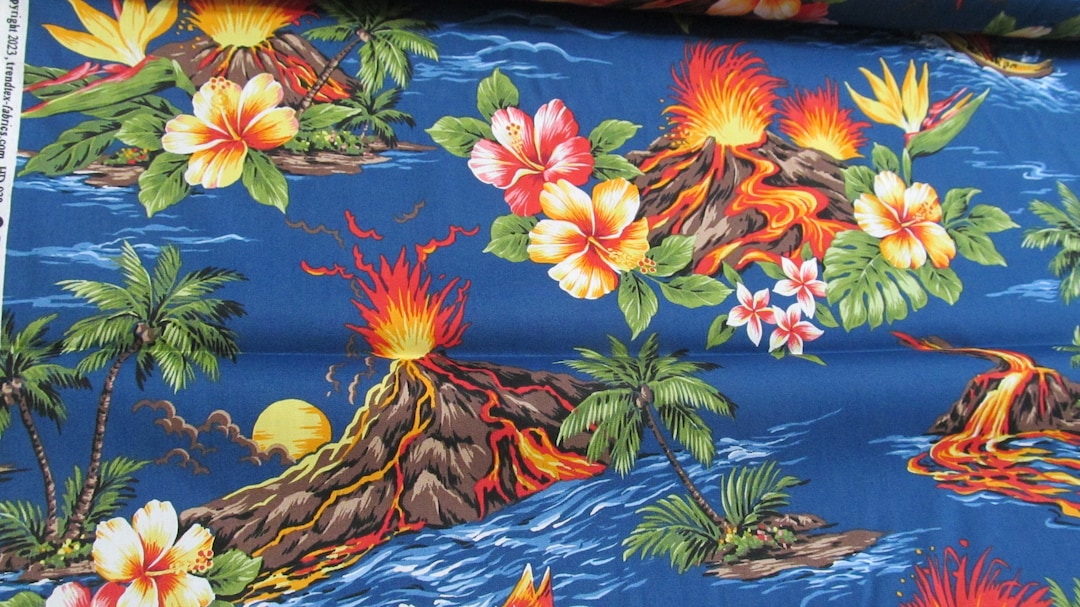 Marianne of Maui Hawaiian Quilting Fabric Volcano Flowing - Etsy