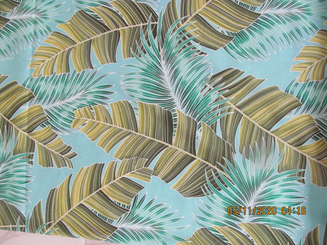 Hawaiian Quilting Fabric Bodacious Banana Palms on Turquoise From ...