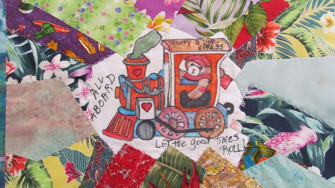 Marianne's Maga Bears ALL ABOARD Crazy Quilt Entirely Handmade - Etsy