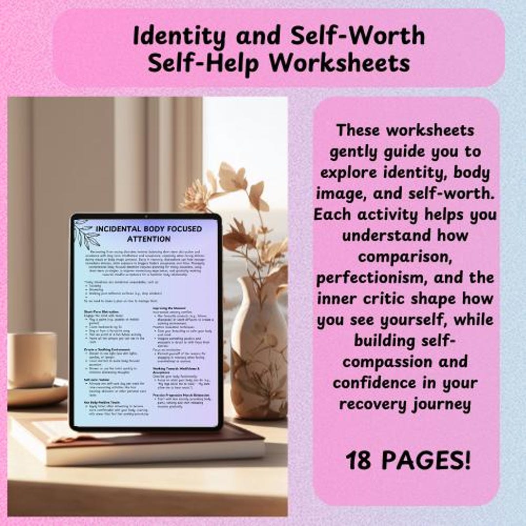 Identity and Body Image Workbook Printable CBT Worksheets for Self ...