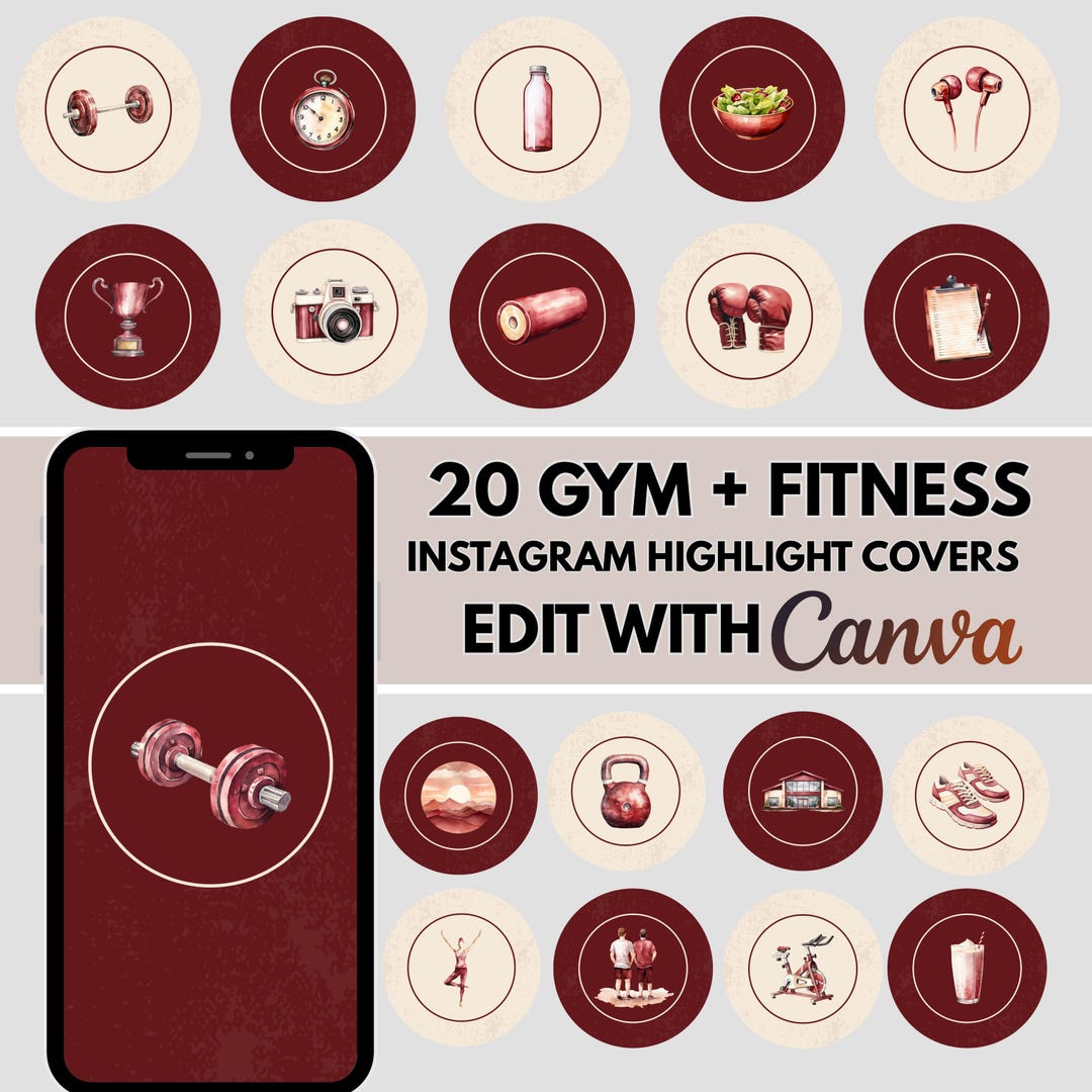 20 Gym & Fitness Pre-made Instagram Highlight Covers, Branding for ...