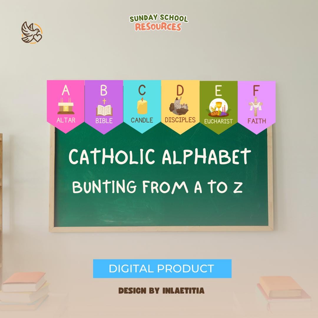 Catholic Alphabet Bunting | Catholic ABC Pennant Banner | Classroom ...