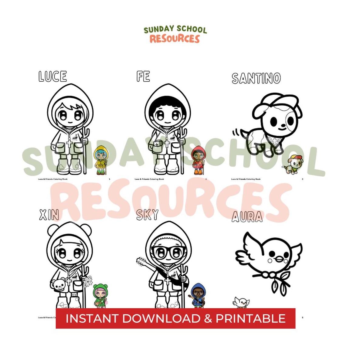 Luce & Friends Coloring Book: Catholic Sunday School (digital Download ...