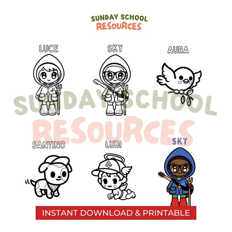 Sky Catholic Mascot Coloring Pages for Kids (digital Download) - Etsy