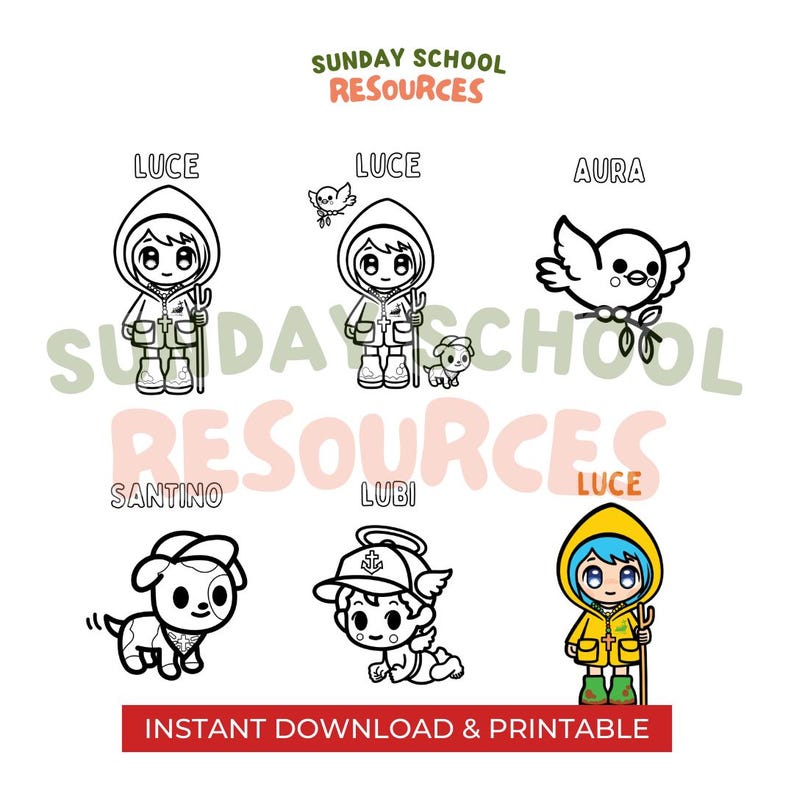 Luce Catholic Mascot Coloring Page: Kids' Activity (digital Download ...