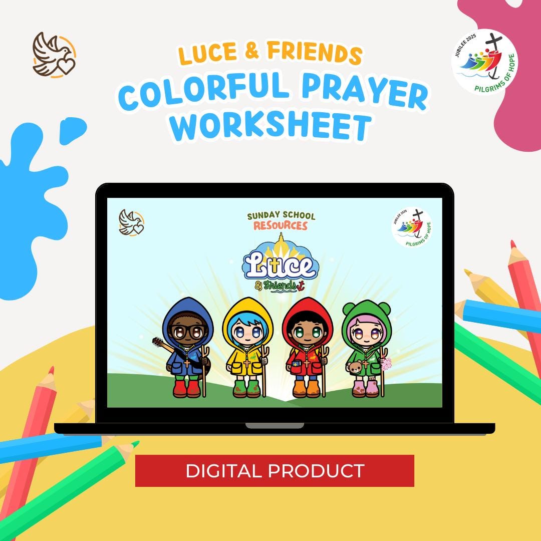 Catholic Colorful Prayer Worksheet: Luce and Friends Bundle | Catholic ...
