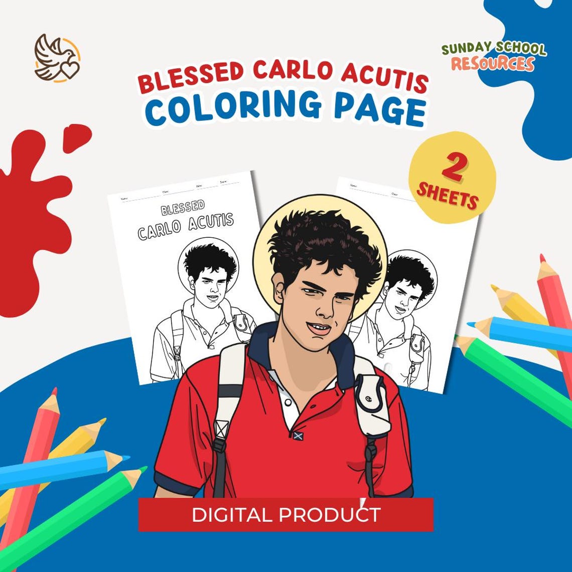 Blessed Carlo Acutis Coloring Page: Catholic Activity (digital Download ...