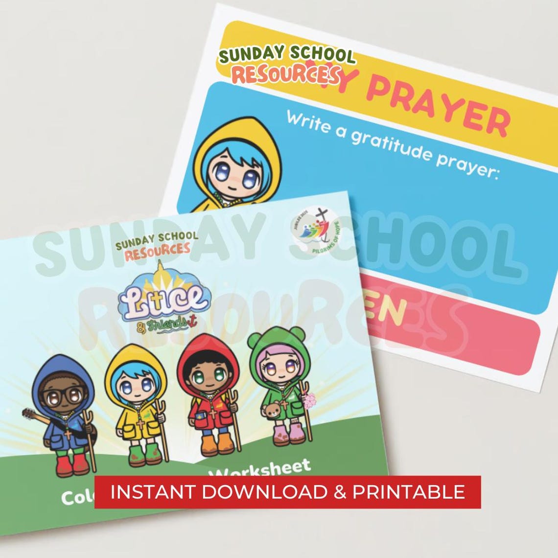 Catholic Colorful Prayer Worksheet: Luce and Friends Bundle | Catholic ...