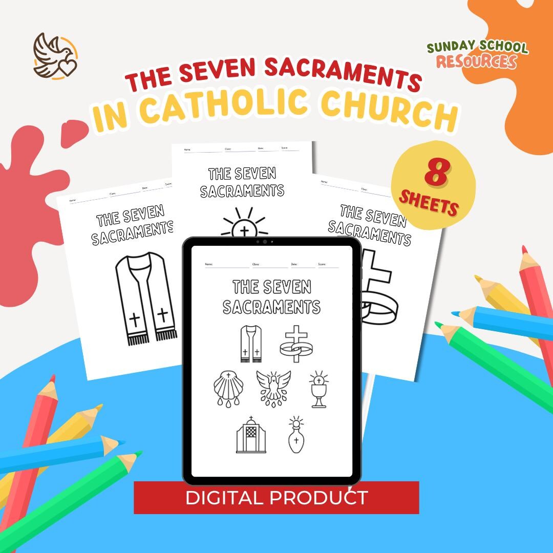 The Seven Sacraments in Catholic Church Coloring Page for All Ages ...