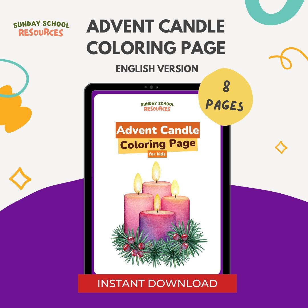 Advent Candle Coloring Page in English | Sunday School Resources for ...