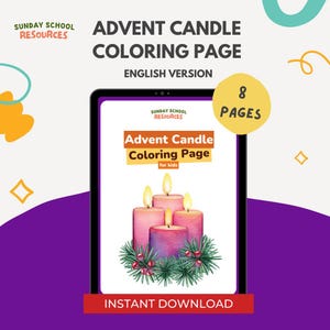 Advent Candle Coloring Page: Sunday School Activity (digital Download ...
