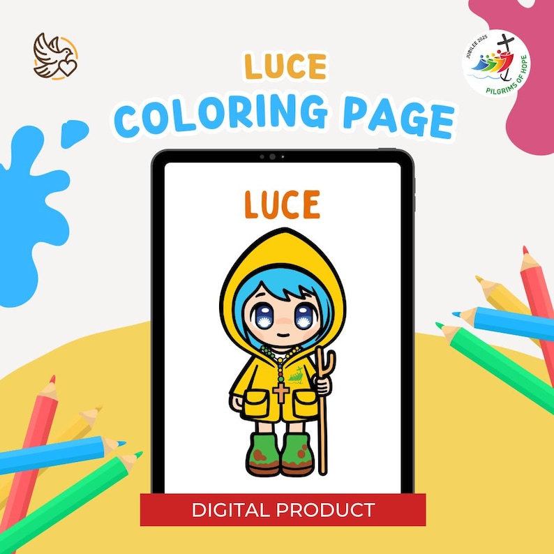 Luce Catholic Mascot Coloring Page: Kids' Activity (digital Download ...