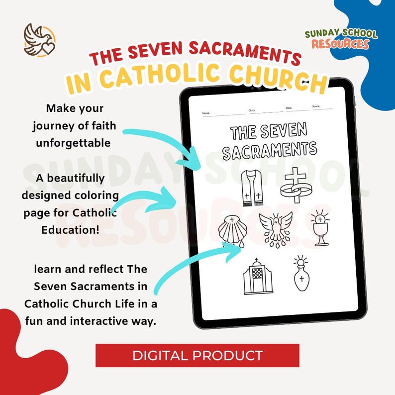 Catholic Seven Sacraments Coloring Pages: RE, RCIA Activity (printables ...