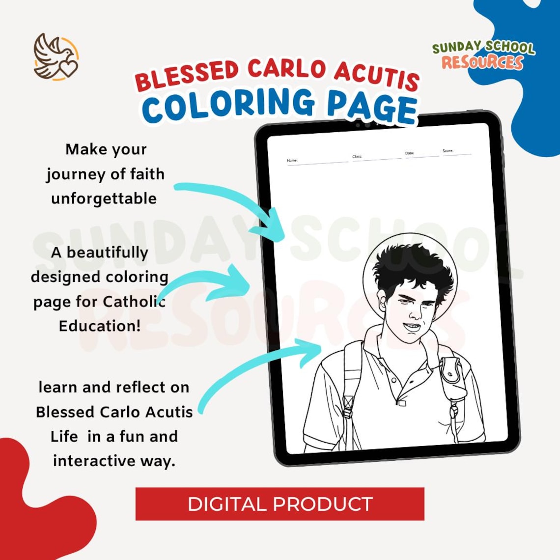 Blessed Carlo Acutis Coloring Page | Catholic Coloring Page for All ...