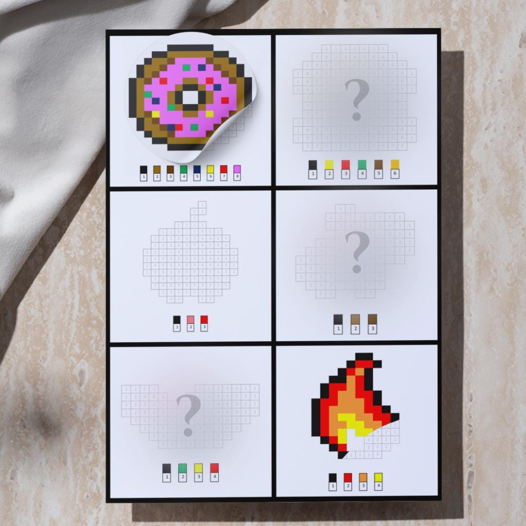 10 Pixel Art Drawings to Color. Coloring Pages. Pixel Art for Kids. PDF ...