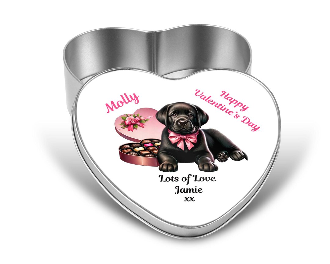 Personalised Black Labrador Dog Design Heart Sweet|trinket Tin|box for ...