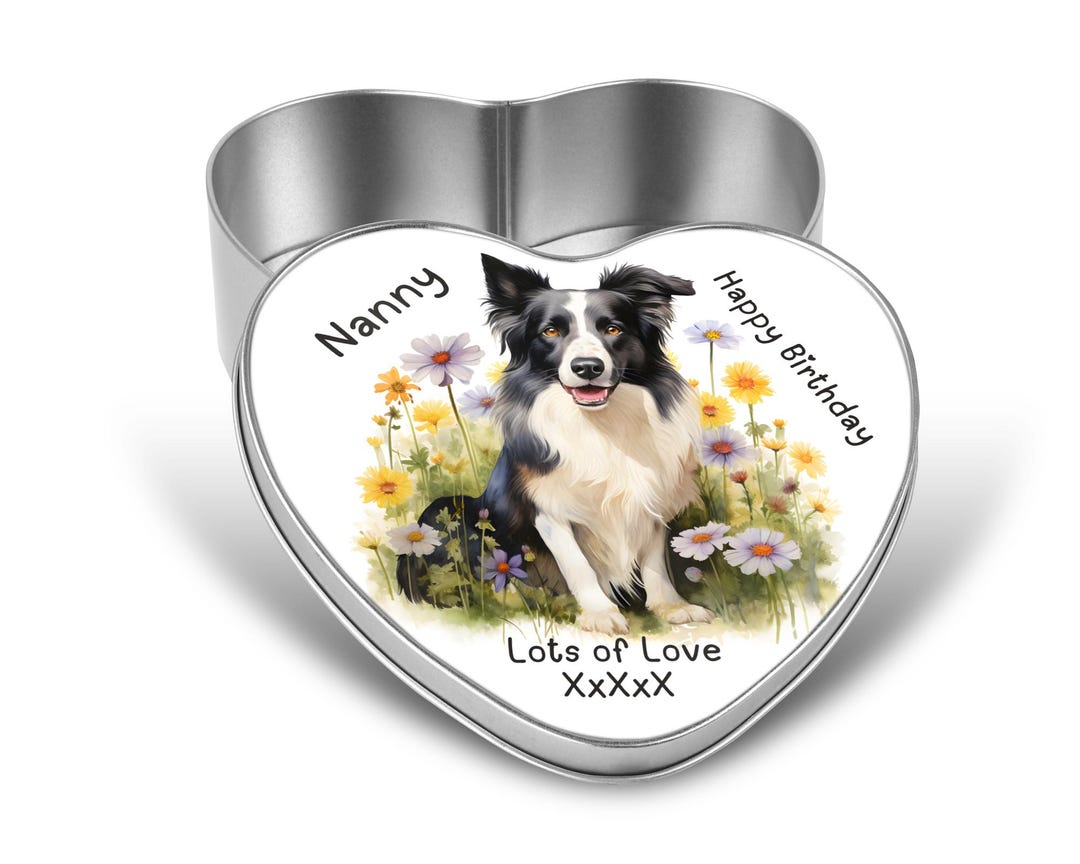 Personalised Border Collie Dog Design Heart Sweet|trinket Tin|box Gift ...