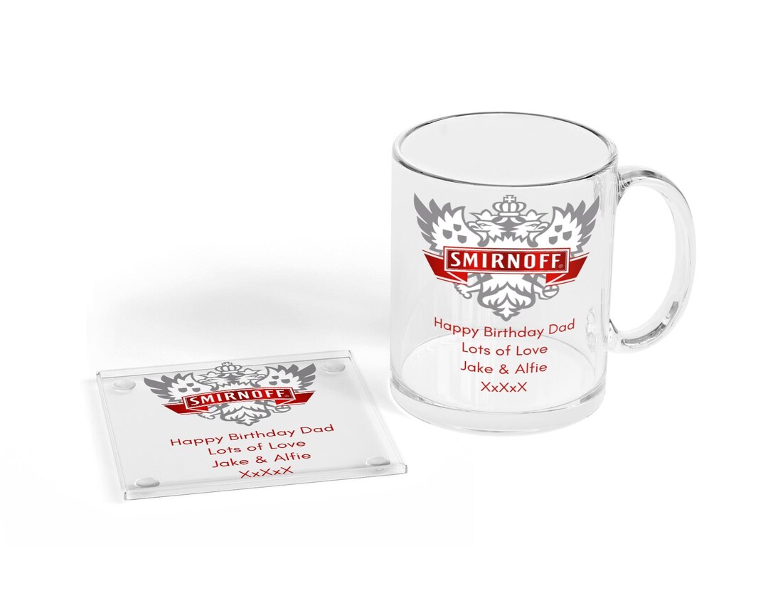 Personalised Smirnoff Vodka Design Glass Mug & Coaster Gift Set - Etsy