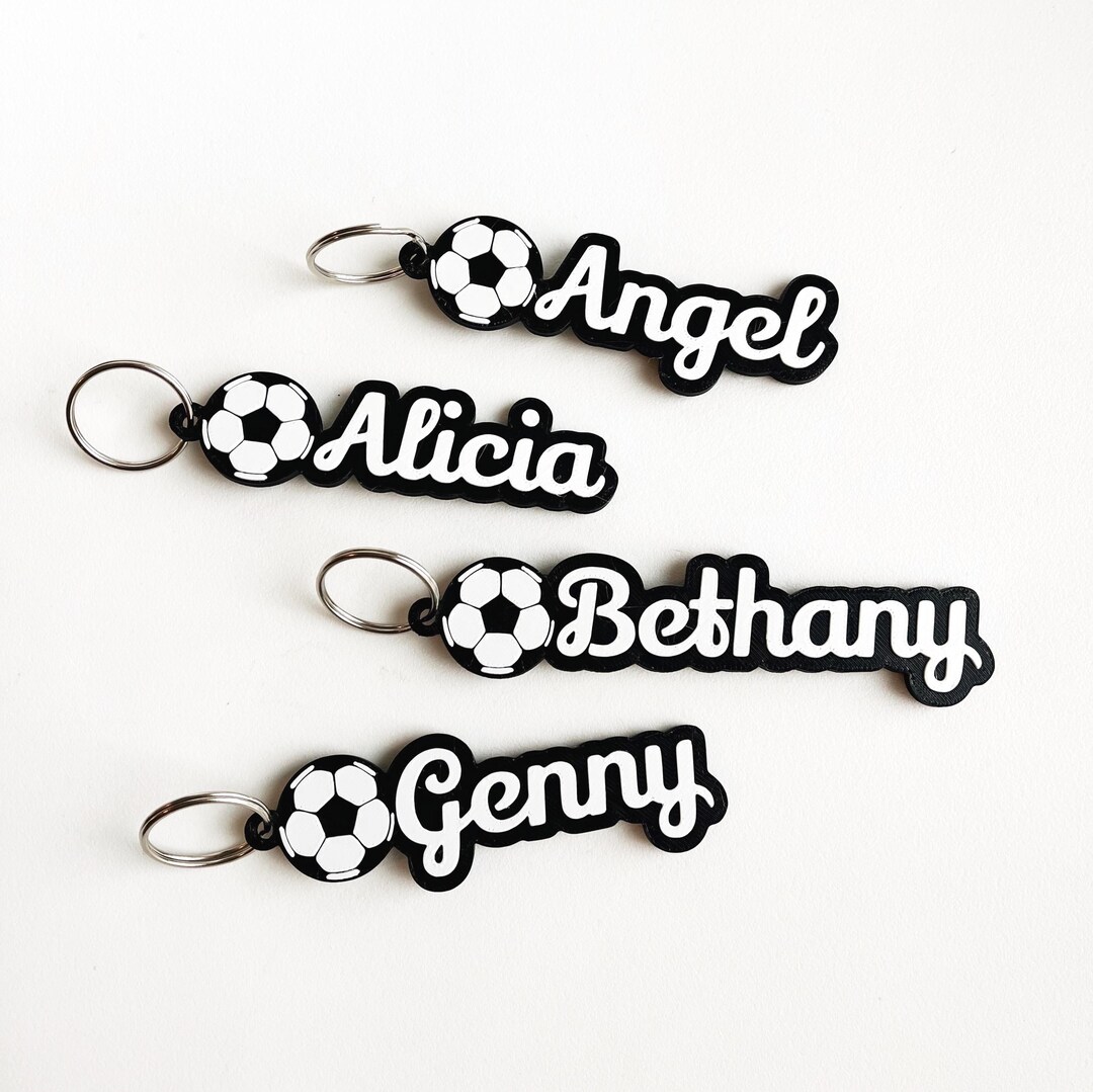 Personalized Soccer Keychain, 3D Printed, Sports Bag Tag, Custom Name ...