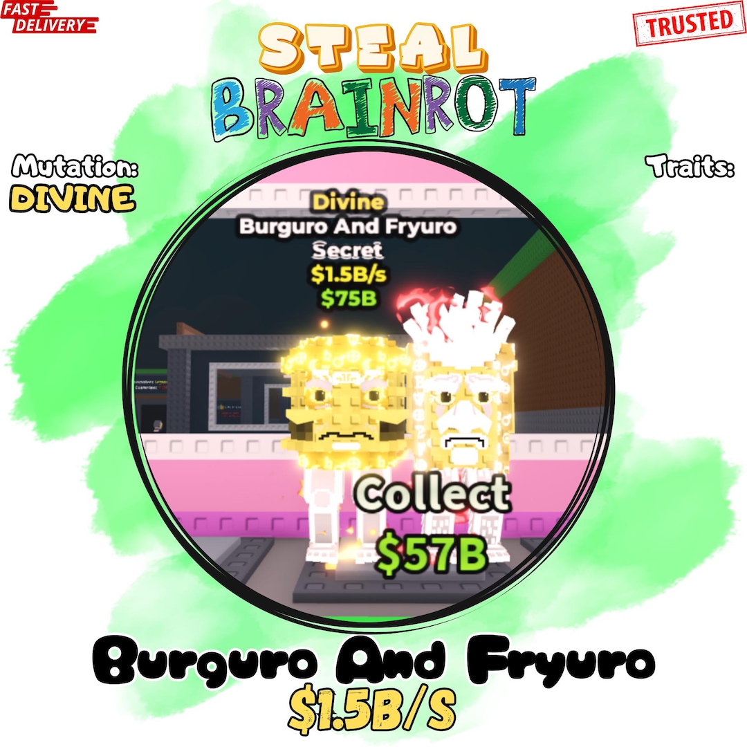 Burguro and Fryuro | 1.5b/s | Divine Mutation | Steal a Brainrot Roblox ...