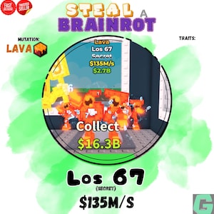 67 Steal a Brainrot Roblox Lava - Etsy