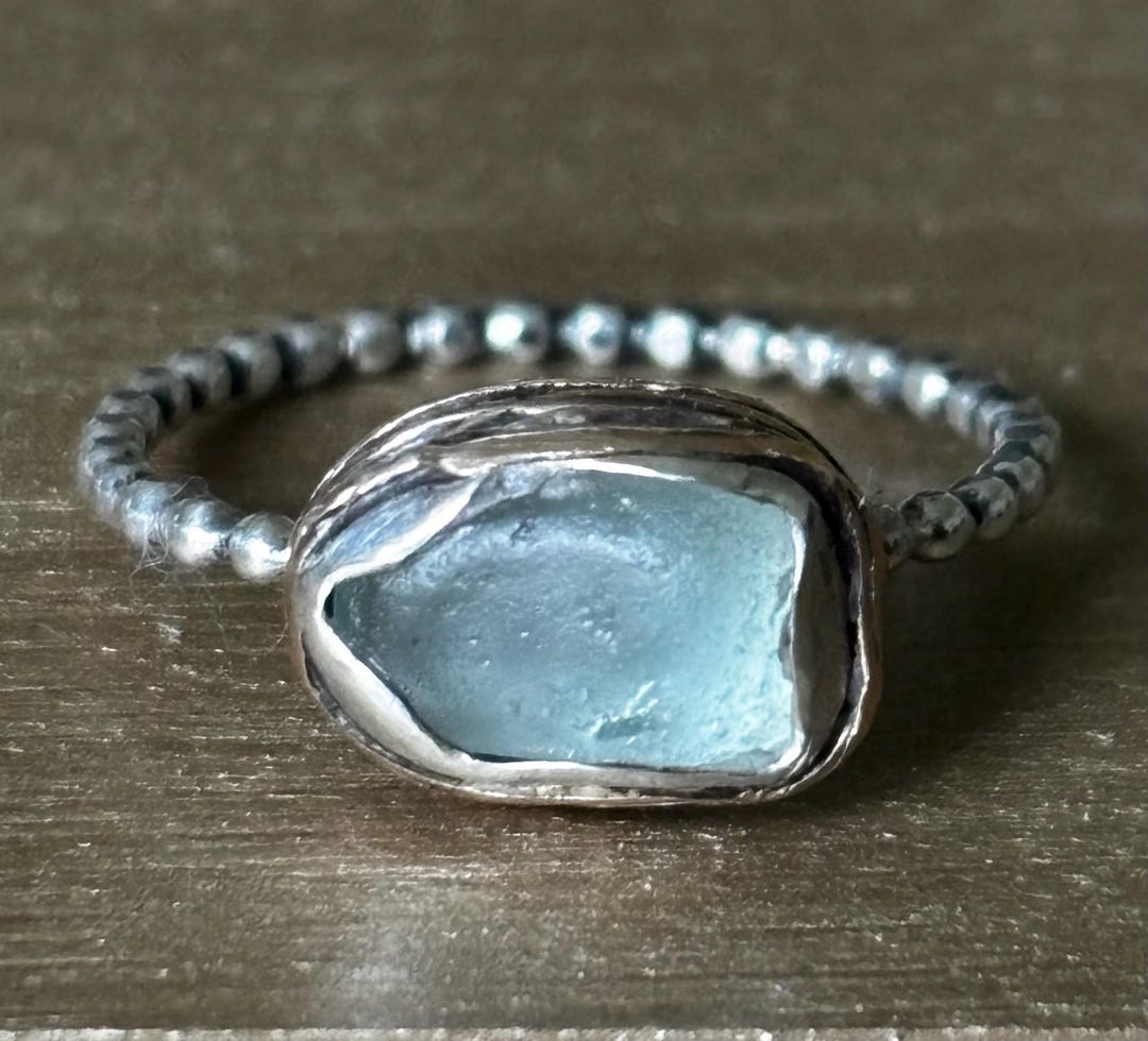 Tangled Sea Glass Mixed Metal Ring - Etsy