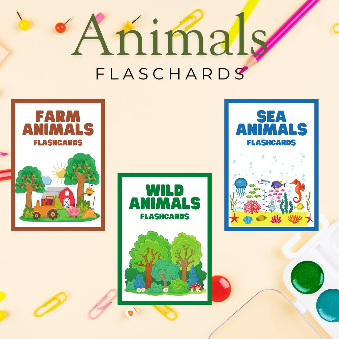 Animal Adventures Flashcards Bundle Preschool Kindergarten Instant ...