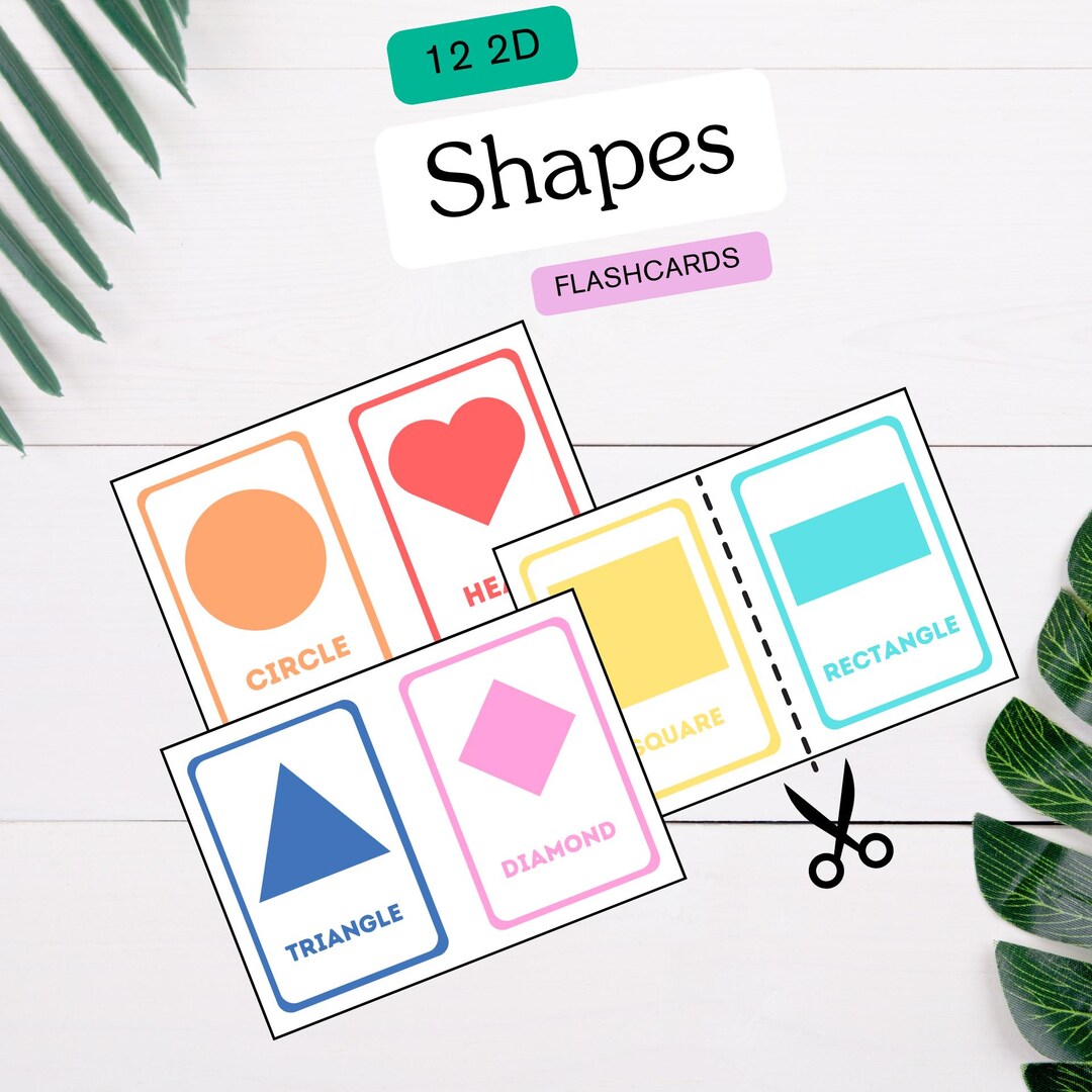 Learn & Recognize! 2D Shapes Flashcards for Toddlers, Pre-schoolers ...