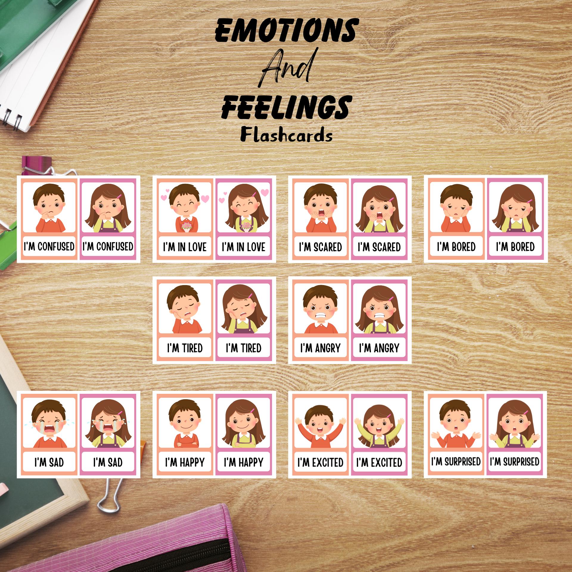 Feel and Learn! Emotions and Feelings Flashcards for Preschool and ...