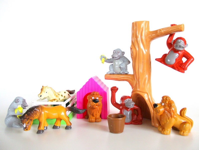 Vintage Jungle Playset Lions Monkeys Horses Jasman - Etsy