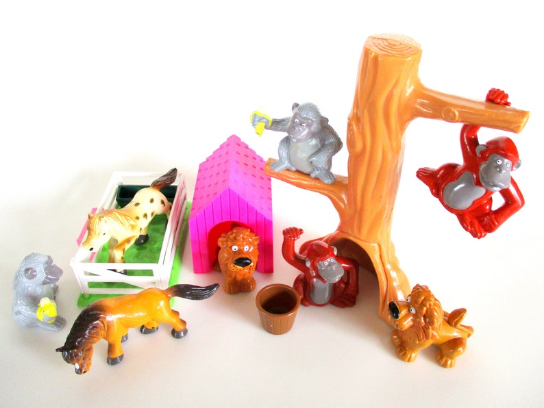 Vintage Jungle Playset Lions Monkeys Horses Jasman - Etsy