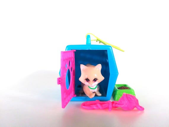 Vintage Littlest Pet Shop Playful Kitten With Snuggling Crate Cat Playset by Kenner 1993 Etsy UK