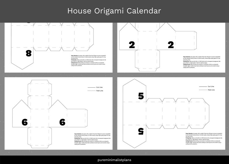 Printable DIY Advent Calendar Houses Origami Christmas Countdown Advent ...