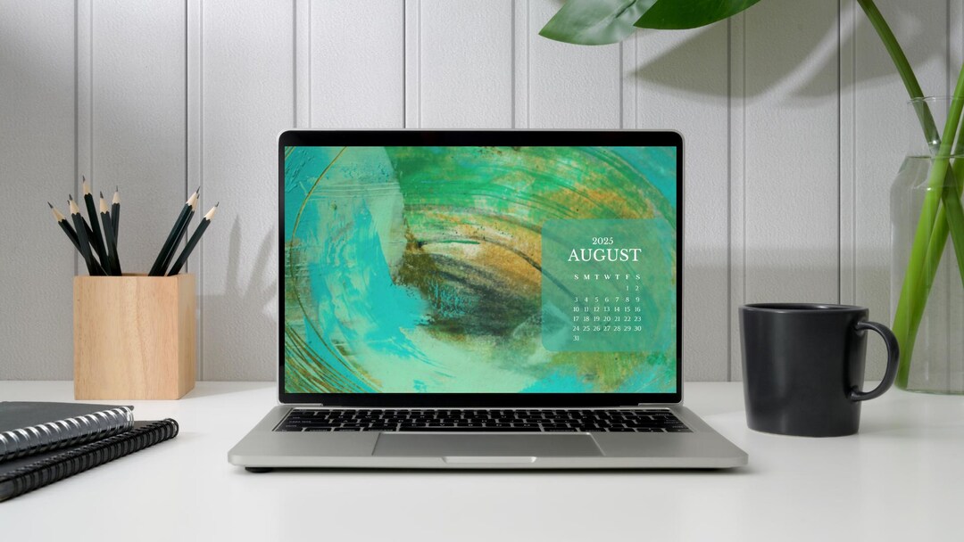 2025 Abstract Art Digital Desktop Calendar Colorful Wallpaper Organizer ...