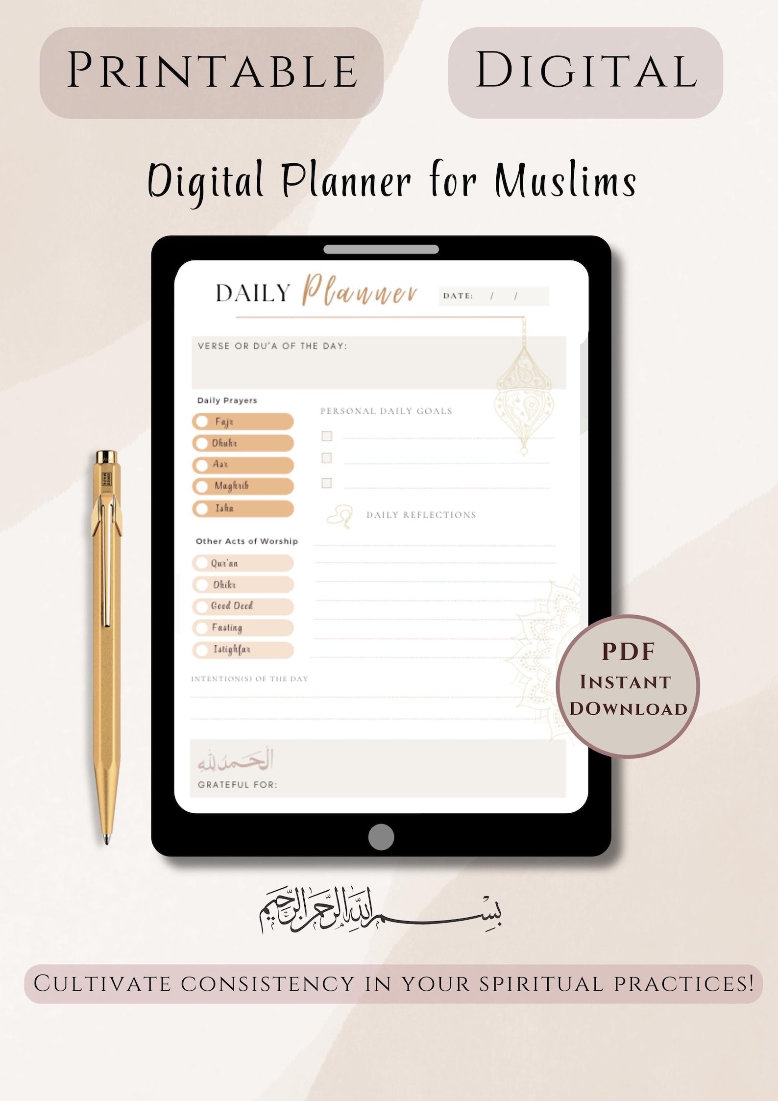 Digital Planner for Muslims printable Template - Etsy