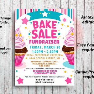 EDITABLE Bake Sale Flyer, Printable PTA, PTO Flyer, School Family ...