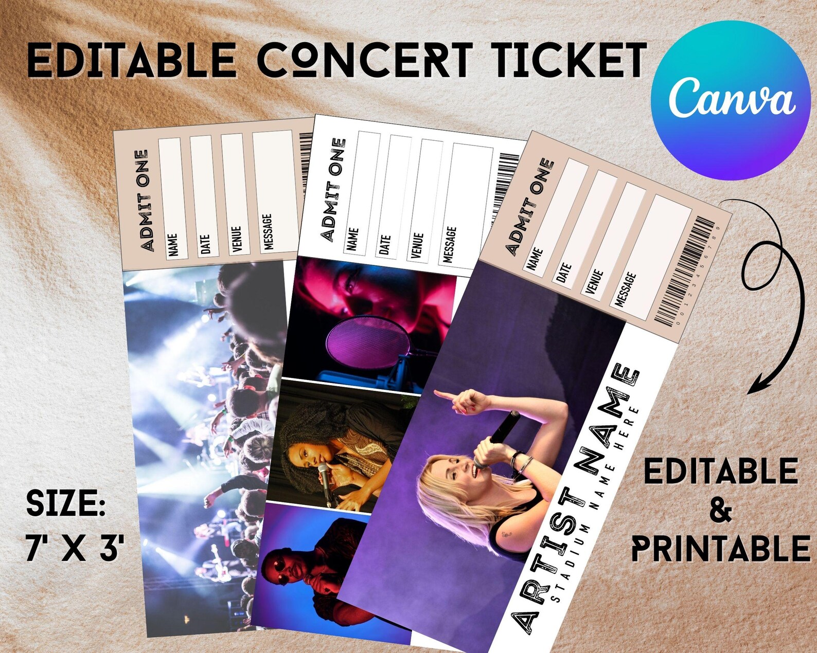 Editable Concert Ticket Template: DIY Event Ticket (digital Download ...