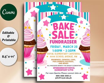 EDITABLE Bake Sale Flyer, Printable PTA, PTO Flyer, School Family ...
