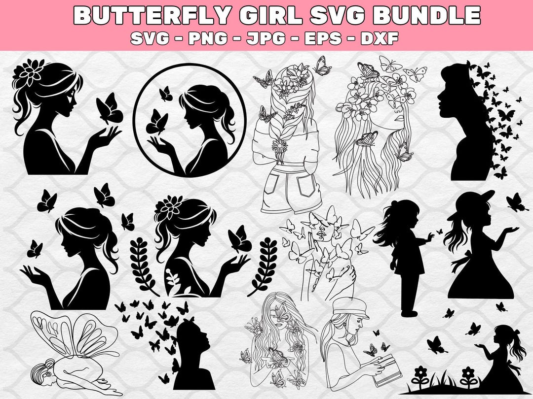 Floral Butterfly Girl SVG: Woman With Flower Wings (digital Download - Etsy