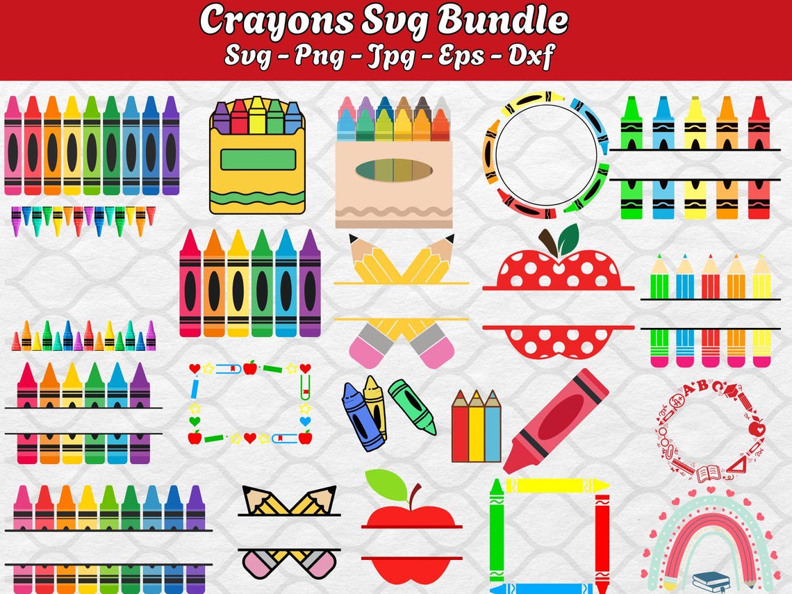 Crayon Split Monogram SVG Bundle: Teacher Cut File (digital Download ...